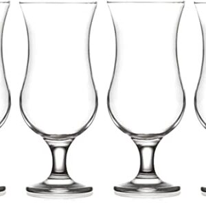 Epure Venezia Collection 4 Piece Hurricane Glass Set - Perfect for Drinking Pina Coladas, Cocktails, Full-Bodied Beer, Juice, and Water (Pina Colada (15.5 oz))