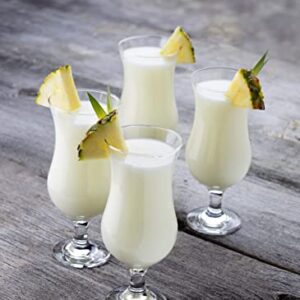 Epure Venezia Collection 4 Piece Hurricane Glass Set - Perfect for Drinking Pina Coladas, Cocktails, Full-Bodied Beer, Juice, and Water (Pina Colada (15.5 oz))