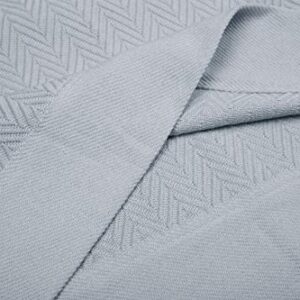 Threadmill Home Linen Multipurpose Blanket - 1 Piece Herringbone 100% Extra Long Staple Cotton, Scottish Grey