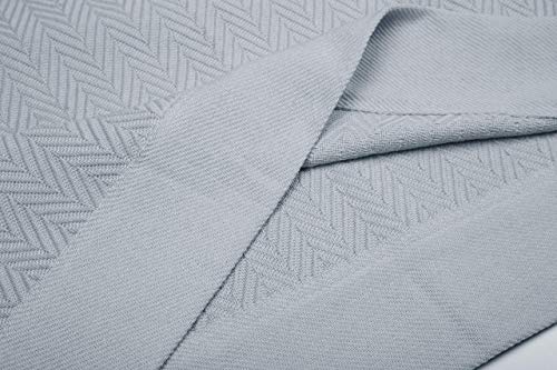 Threadmill Home Linen Multipurpose Blanket - 1 Piece Herringbone 100% Extra Long Staple Cotton, Scottish Grey