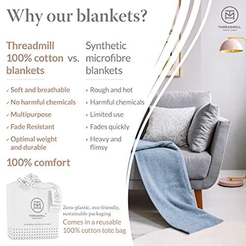 Threadmill Home Linen Multipurpose Blanket - 1 Piece Herringbone 100% Extra Long Staple Cotton, Scottish Grey