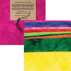 primitive gatherings hand dyed wool brights 1 charm pack 10 5-inch squares moda fabrics pri 6022