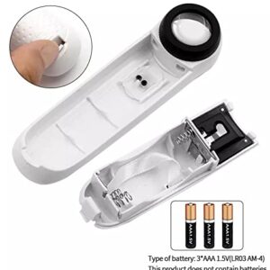 Handheld 40x High Power Hand Held Magnifier Magnifying Glass with 2-LED Light (White )