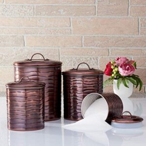 Old Dutch 4 Pc. Antique Copper Wave Canister Set, 4 Qt, 2 Qt, 1½ Qt, 1 Qt., 4Qt., 2Qt., 1½Qt., 1Qt.