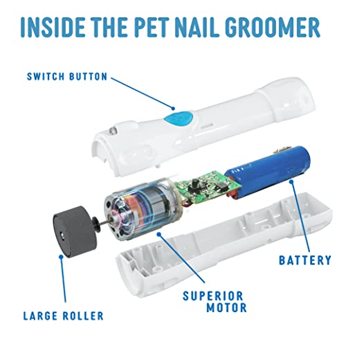 Bell+Howell Pawperfect Cordless Dog and Cat Nail Trimmer Rotating File with Safety Guard, 5000-7000 RPM's, Gentle and Painless Dremel Dog Nail Grinder w/ 3 Modes with 3 Replacement Rollers