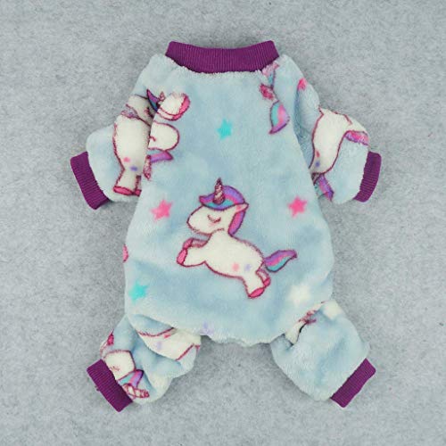 Fitwarm Unicorn Pet Clothes for Dog Pajamas Coat Cat PJS Jumpsuit Soft Velvet Purple Large