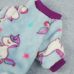 Fitwarm Unicorn Pet Clothes for Dog Pajamas Coat Cat PJS Jumpsuit Soft Velvet Purple Large