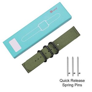 Fintie Band Compatible with Garmin Vivoactive 3/Garmin Venu Sq/Venu 2 Plus, 20mm Soft Nylon Replacement Strap Band Compatible Samsung Galaxy 42mm/Galaxy Watch 3 41mm/Galaxy Watch Active 2 40mm/44mm, Olive