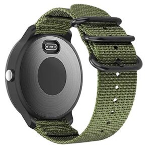 fintie band compatible with garmin vivoactive 3/garmin venu sq/venu 2 plus, 20mm soft nylon replacement strap band compatible samsung galaxy 42mm/galaxy watch 3 41mm/galaxy watch active 2 40mm/44mm, olive