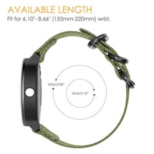 Fintie Band Compatible with Garmin Vivoactive 3/Garmin Venu Sq/Venu 2 Plus, 20mm Soft Nylon Replacement Strap Band Compatible Samsung Galaxy 42mm/Galaxy Watch 3 41mm/Galaxy Watch Active 2 40mm/44mm, Olive