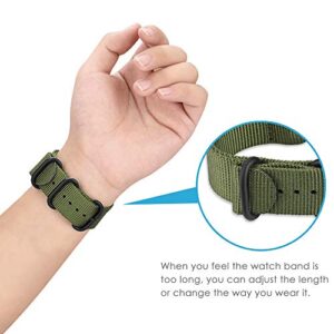 Fintie Band Compatible with Garmin Vivoactive 3/Garmin Venu Sq/Venu 2 Plus, 20mm Soft Nylon Replacement Strap Band Compatible Samsung Galaxy 42mm/Galaxy Watch 3 41mm/Galaxy Watch Active 2 40mm/44mm, Olive