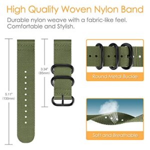 Fintie Band Compatible with Garmin Vivoactive 3/Garmin Venu Sq/Venu 2 Plus, 20mm Soft Nylon Replacement Strap Band Compatible Samsung Galaxy 42mm/Galaxy Watch 3 41mm/Galaxy Watch Active 2 40mm/44mm, Olive