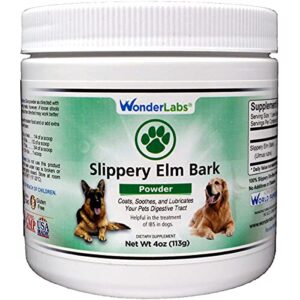 wonder labs slippery elm bark powder, supports and promotes a healthier digestive tract for your pet