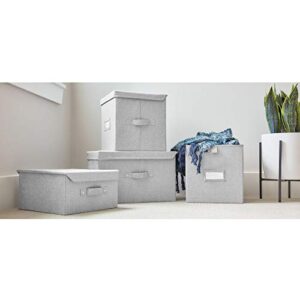 iDesign Codi Fabric Storage Cube with Lid for Bedroom, Mudroom, Living Room, 11 Inches - Gray