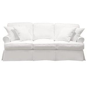 sunset trading horizon slipcovered warm white sofa, small,