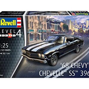 Revell RV07662 1:25-1968 Chevy Chevelle SS 396 Plastic Model kit, Black, 1/25