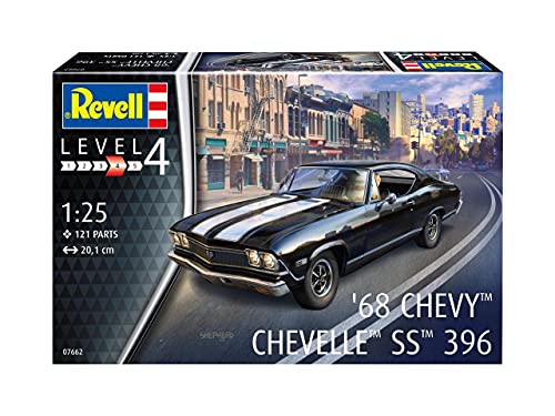 Revell RV07662 1:25-1968 Chevy Chevelle SS 396 Plastic Model kit, Black, 1/25