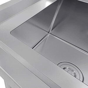 Bonnlo 3-Compartment 304 Stainless Steel Utility Sink Commercial Grade Laundry Tub Culinary Sink for Outdoor Indoor, Garage, Restaurant, Kitchen, Laundry/Utility Room - 39” W x 18” D x 40.2” H