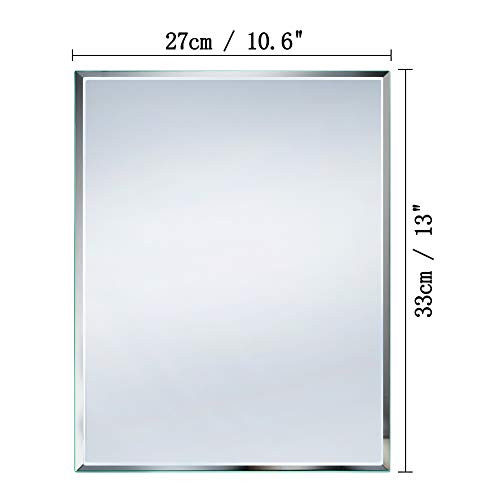 Calenzana Frameless Mirror Wall Hanging and Desk Standing, Compatible with Makeup Vanity Mirrors,10.6x13 inch