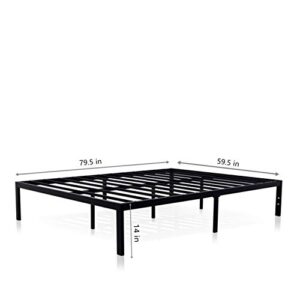 AMBEE21 CastleBeds Minimalistic Full Size Metal Platform Bed Frame with Storage | Black | Sleek Black Design