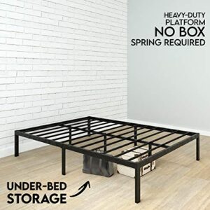 AMBEE21 CastleBeds Minimalistic Full Size Metal Platform Bed Frame with Storage | Black | Sleek Black Design