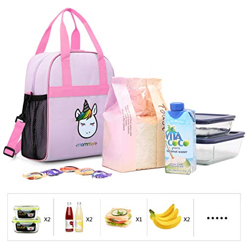 mommore Lunch Box Portable Unicorn Lunch Bag Insulated Lunch Tote Bag, Purple