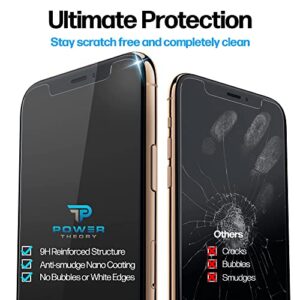 Power Theory Designed for iPhone Xs Max Screen Protector Tempered Glass [9H Hardness], Easy Install Kit, 99% HD Bubble Free Clear, Case Friendly, Anti-Scratch, 2 Pack