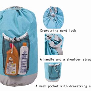 Amelitory Large Backpack Laundry Bag with a Strong Shoulder Strap Storage Bag Drawstring Closure Lake Blue