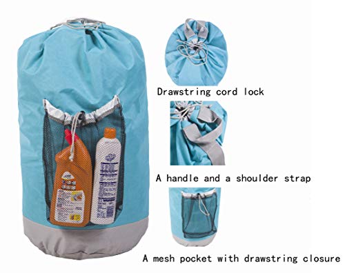 Amelitory Large Backpack Laundry Bag with a Strong Shoulder Strap Storage Bag Drawstring Closure Lake Blue