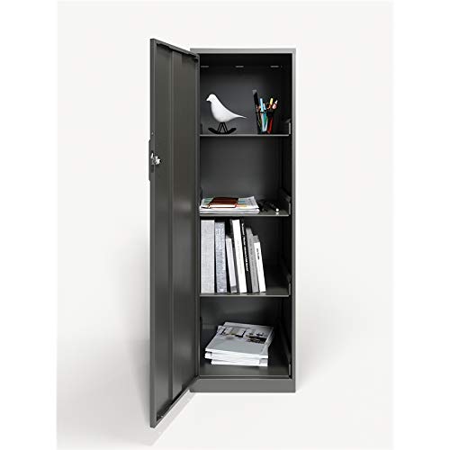 Hirsh Industries Space Solutions Metal 4 Shelf Personal Storage Locker Cabinet, Charcoal, Fully Assembled