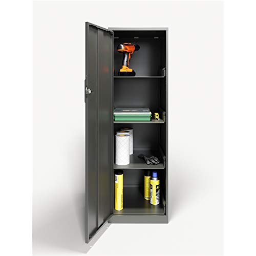 Hirsh Industries Space Solutions Metal 4 Shelf Personal Storage Locker Cabinet, Charcoal, Fully Assembled