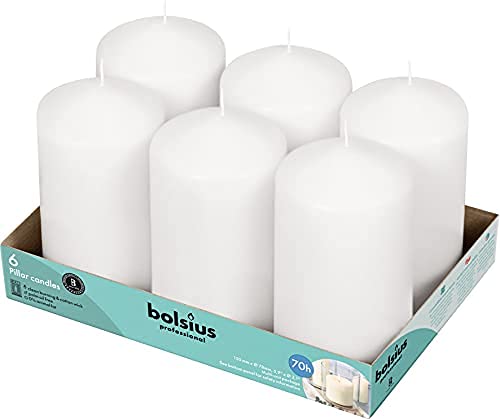 BOLSIUS 12 Count White Pillar Candles - 3 X 6 Inches - Premium European Quality - 70 Hour Burn Time - Unscented Dripless Smokeless Candles - Great For Home Décor, Dinner, Party, Wedding & Everyday Use