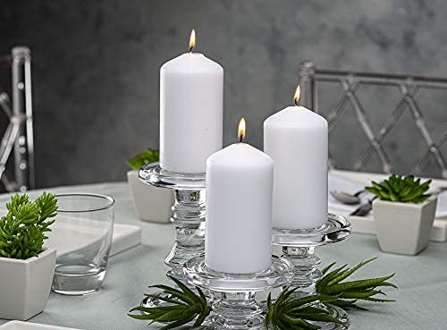 BOLSIUS 12 Count White Pillar Candles - 3 X 6 Inches - Premium European Quality - 70 Hour Burn Time - Unscented Dripless Smokeless Candles - Great For Home Décor, Dinner, Party, Wedding & Everyday Use