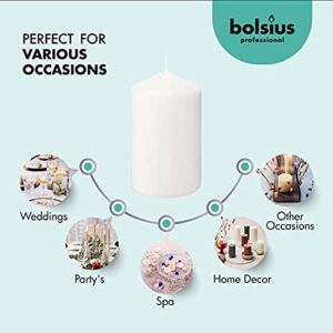 BOLSIUS 12 Count White Pillar Candles - 3 X 6 Inches - Premium European Quality - 70 Hour Burn Time - Unscented Dripless Smokeless Candles - Great For Home Décor, Dinner, Party, Wedding & Everyday Use