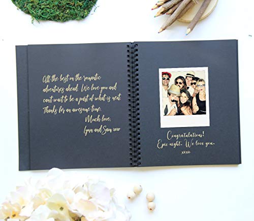 Wedding Guest Book Alternative, Guest Book Polaroid, 90 Black pages, Cardstock, Polaroid Guestbook with blank pages, Instax Guest Book For Wedding Photo Booth Props Black Guest Book Wedding.