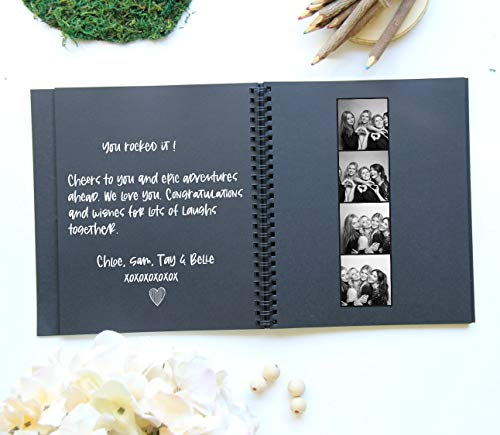 Wedding Guest Book Alternative, Guest Book Polaroid, 90 Black pages, Cardstock, Polaroid Guestbook with blank pages, Instax Guest Book For Wedding Photo Booth Props Black Guest Book Wedding.