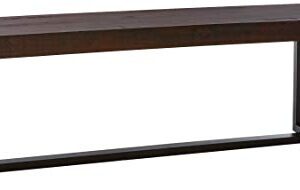 Walker Edison Industrial Farmhouse Wood Entryway Dining Bench Kitchen Table Set Dining Chairs, 60 Inch, Brown