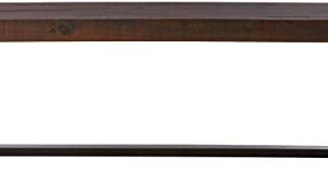 Walker Edison Industrial Farmhouse Wood Entryway Dining Bench Kitchen Table Set Dining Chairs, 60 Inch, Brown