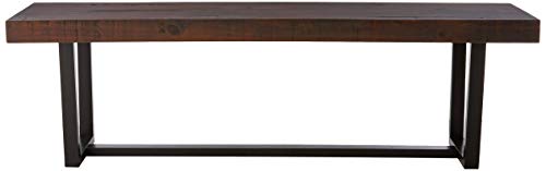 Walker Edison Industrial Farmhouse Wood Entryway Dining Bench Kitchen Table Set Dining Chairs, 60 Inch, Brown