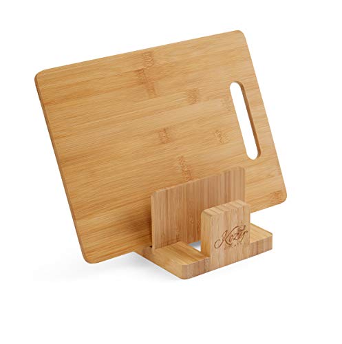 Cutting Board Organizer Natural Bamboo Kitchen Pantry Rack Cabinet Organizer for Cutting Board, Dish, Bakeware, Plate, Pot Lid, Cook Books, Book Stand Holder by: Kozy Kitchen 