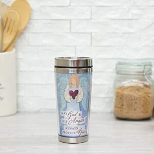 God and Angels Protect You 16 Oz Stainless Steel Travel Mug with Lid