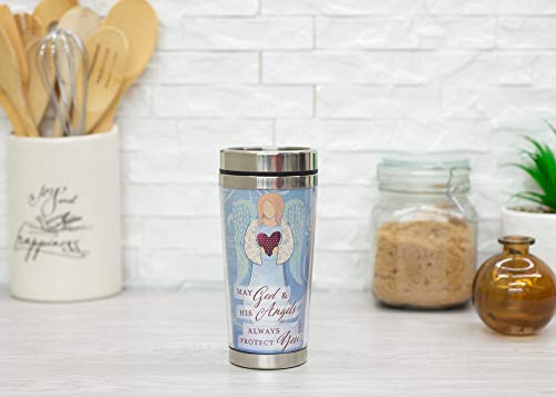 God and Angels Protect You 16 Oz Stainless Steel Travel Mug with Lid