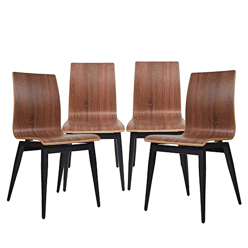 Dining Room Chairs Set for 4 Modern Kitchen Chairs with Wooden Seat and Metal Legs, Dining Side Chair for Indoor and Outdoor, Ergonomic Design, Oak