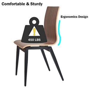 Dining Room Chairs Set for 4 Modern Kitchen Chairs with Wooden Seat and Metal Legs, Dining Side Chair for Indoor and Outdoor, Ergonomic Design, Oak