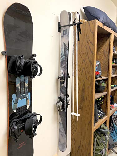 StoreYourBoard Couple Ski Wall Storage Rack, 2 Pack, Steel Home Skis Mount, Garage Hook Organizer