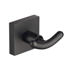 kraus ventus bathroom robe and towel double hook, matte black finish, kea-17702mb