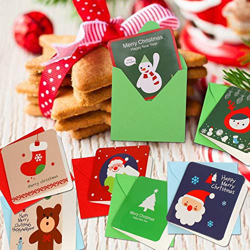 Konsait 144 Count Mini Christmas Cards, Merry Christmas Assorted Greeting Cards Blank Note Cards Xmas Card with Envelopes, Ideal for Kids Gift Box Winter Holiday Christmas Party Favor Supplies