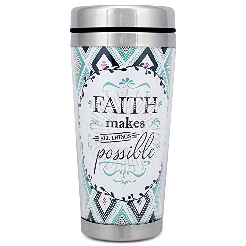 Elanze Designs Faith All Things Possible 16 Oz Stainless Steel Travel Mug with Lid