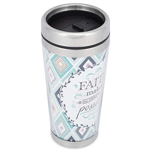 Elanze Designs Faith All Things Possible 16 Oz Stainless Steel Travel Mug with Lid