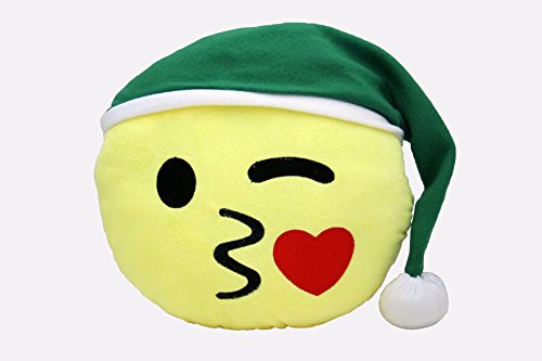 Emoji Holiday Decorative Throw Pillow, Kissy Face